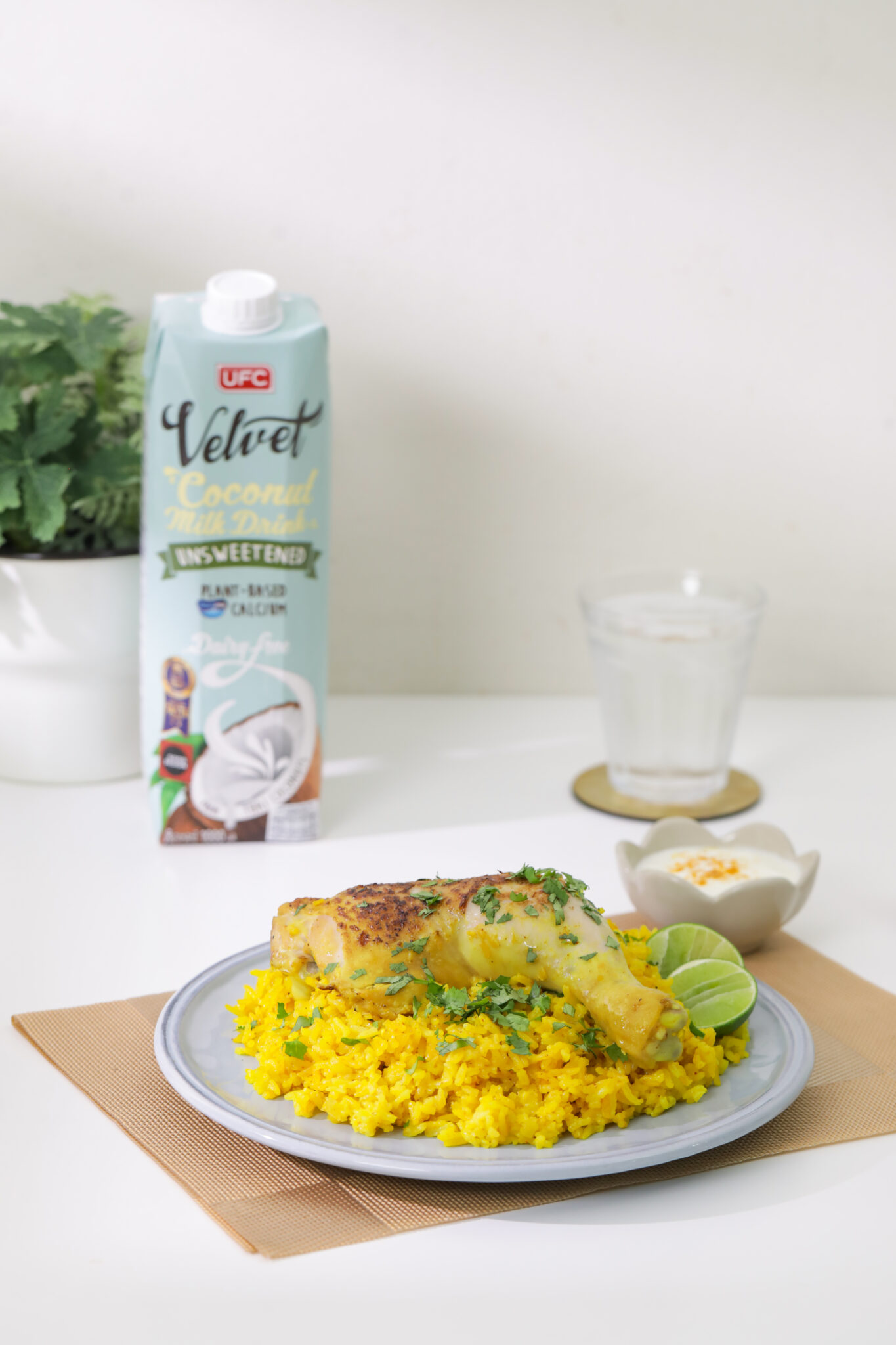 Turmeric Chicken Rice - UFC REFRESH COCONUT WATER