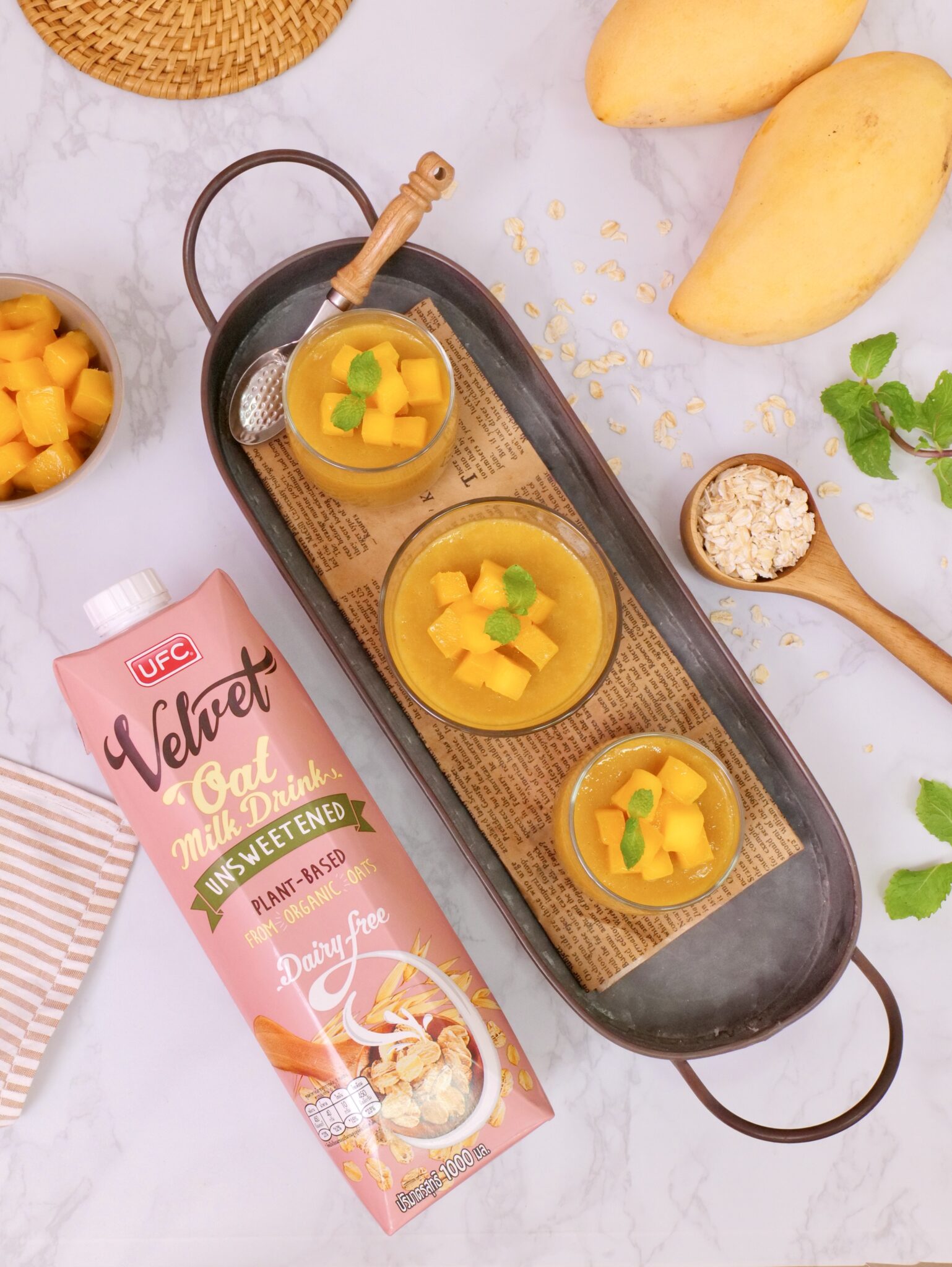 Oat Milk Mango Pudding - UFC REFRESH COCONUT WATER