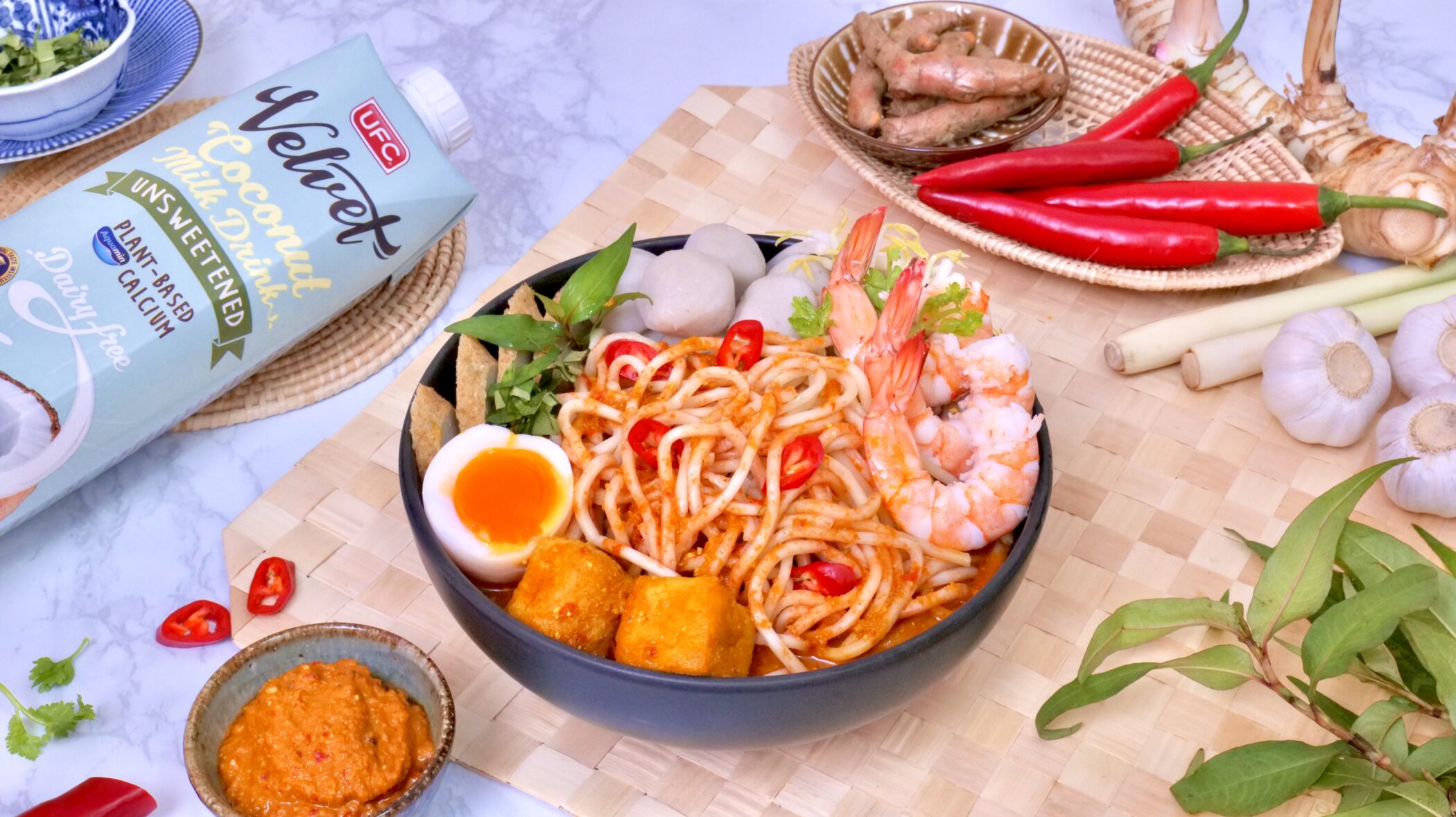 Authentic Laksa Noodle Soup - UFC REFRESH COCONUT WATER