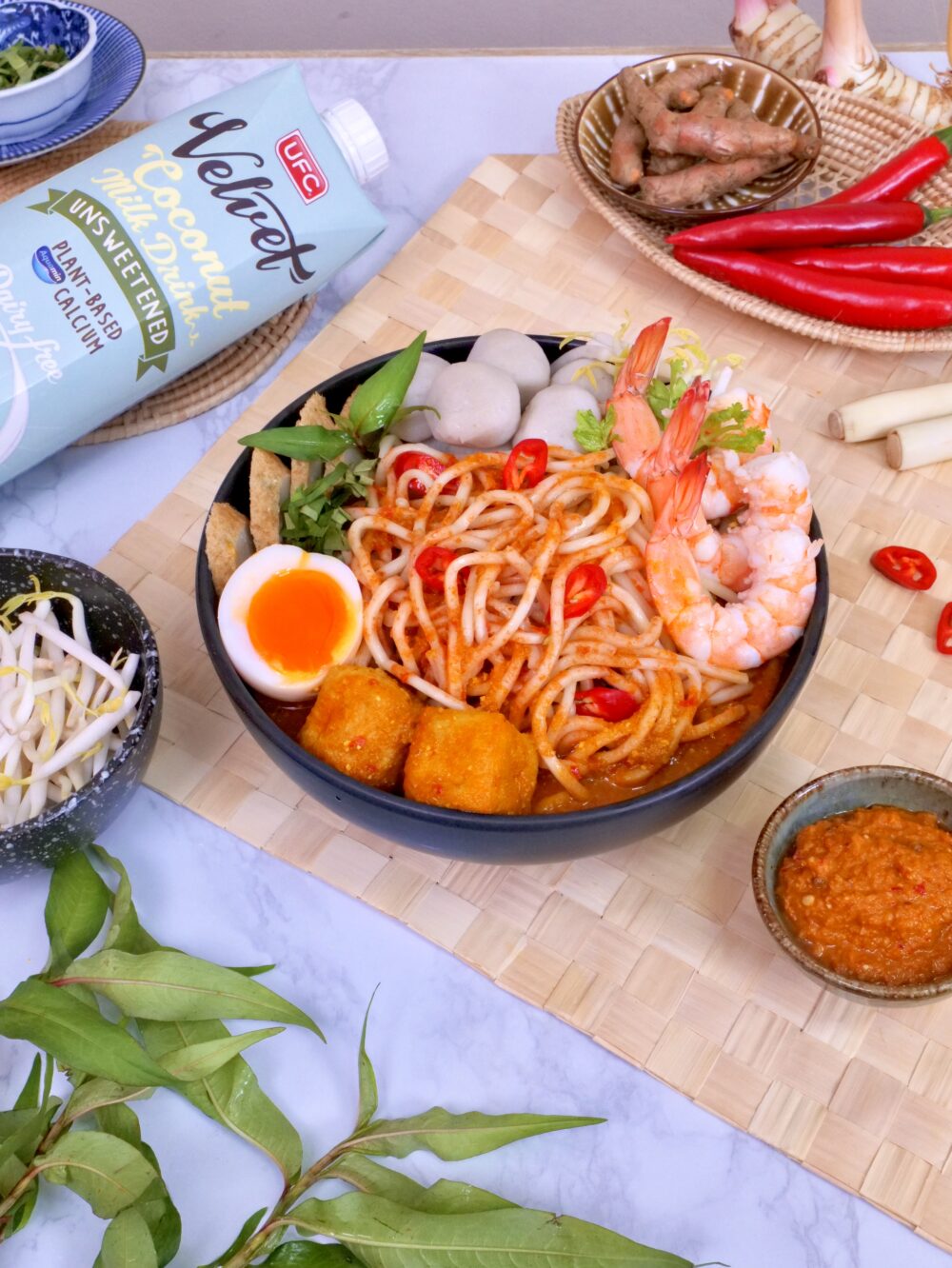 Authentic Laksa Noodle Soup - UFC REFRESH COCONUT WATER