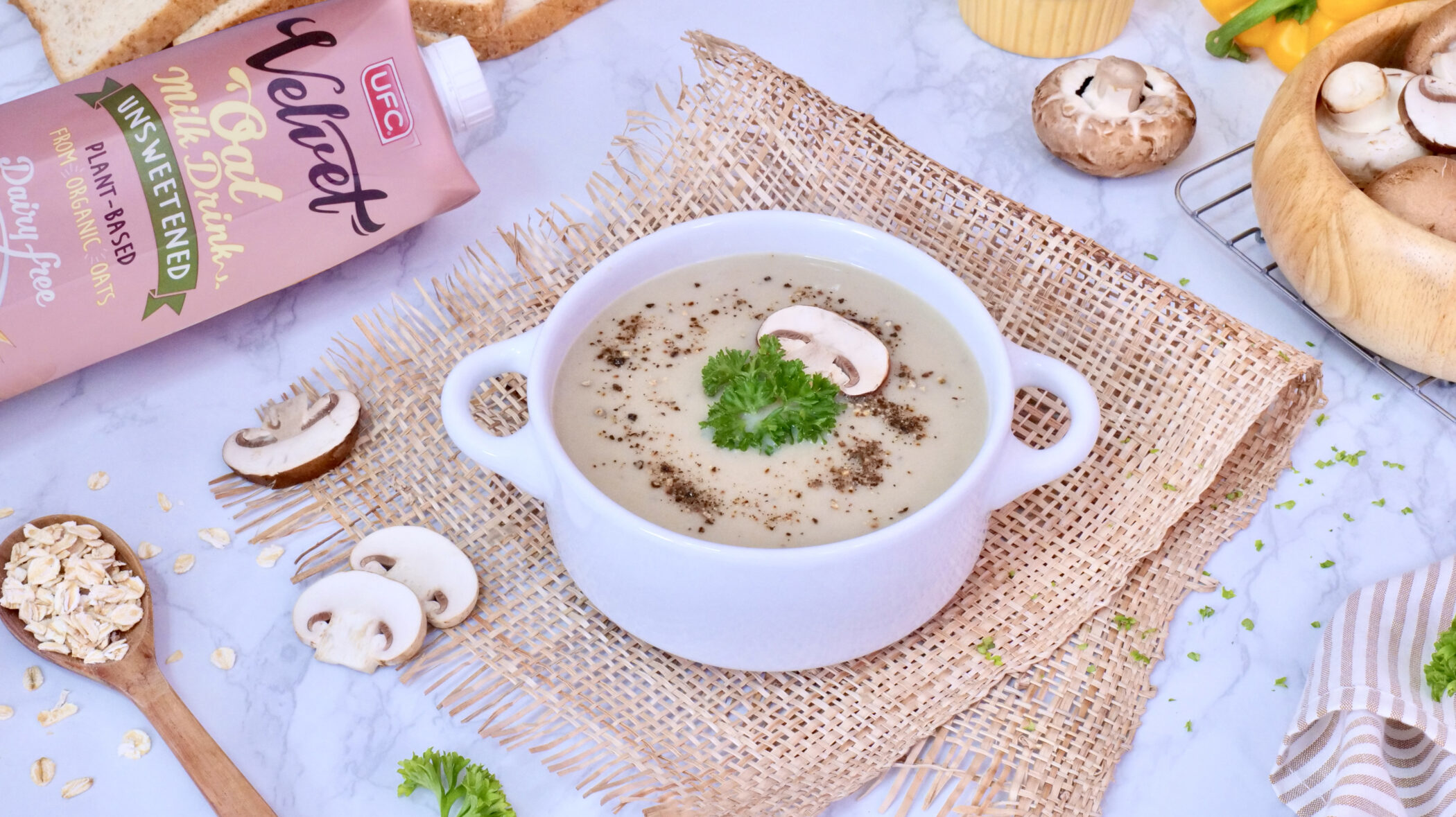 Vegan Mushroom Soup - UFC REFRESH COCONUT WATER