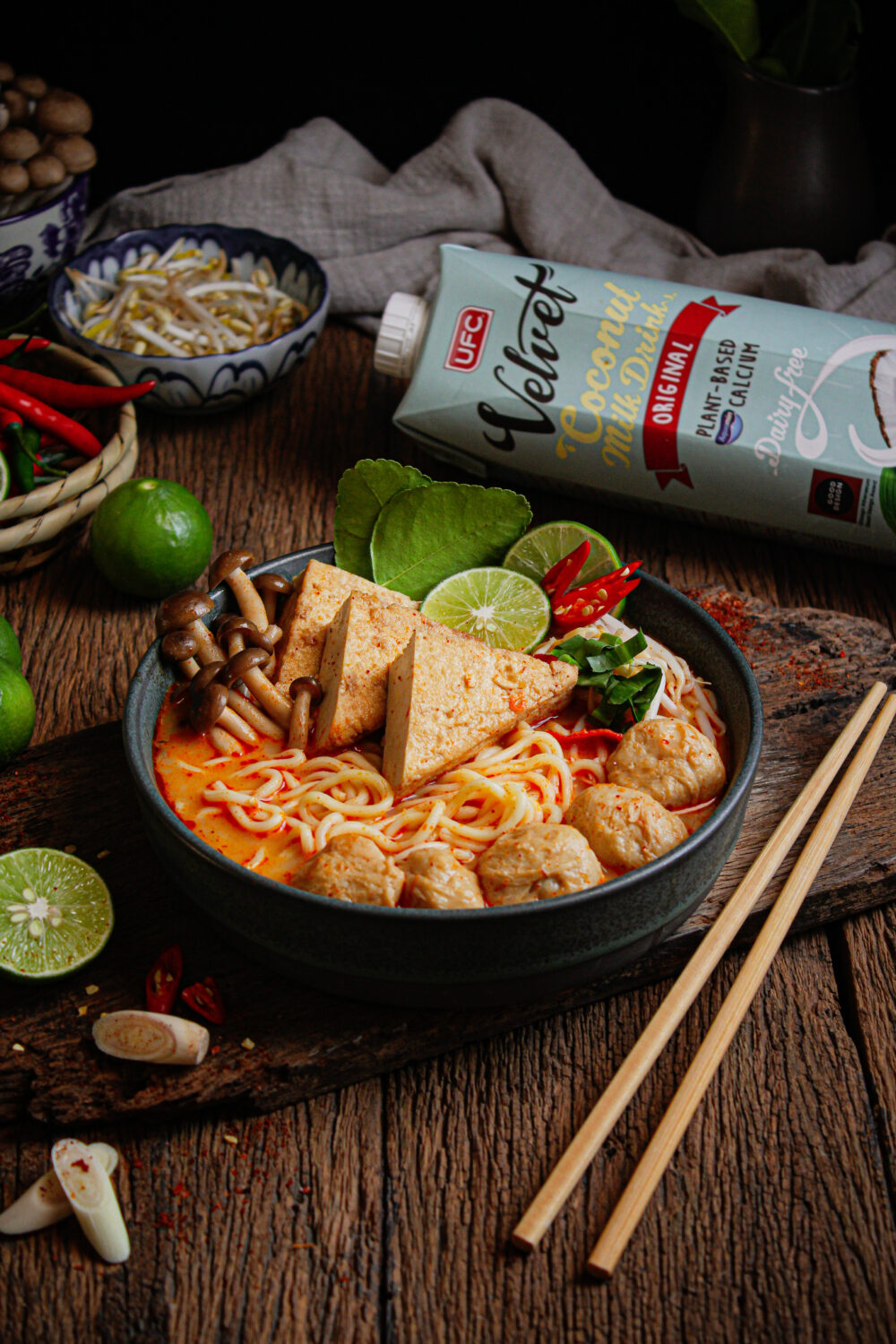 Vegan Tom Yum Noodles - UFC REFRESH COCONUT WATER